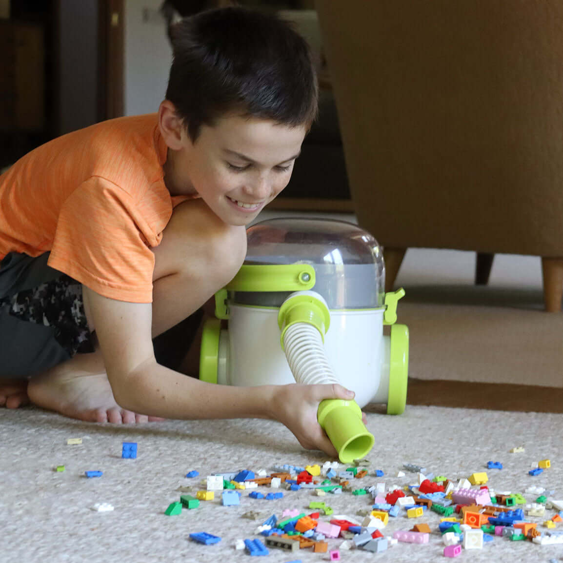 Pick-Up Bricks toy brick vacuum for kids sucks up LEGO® and more
